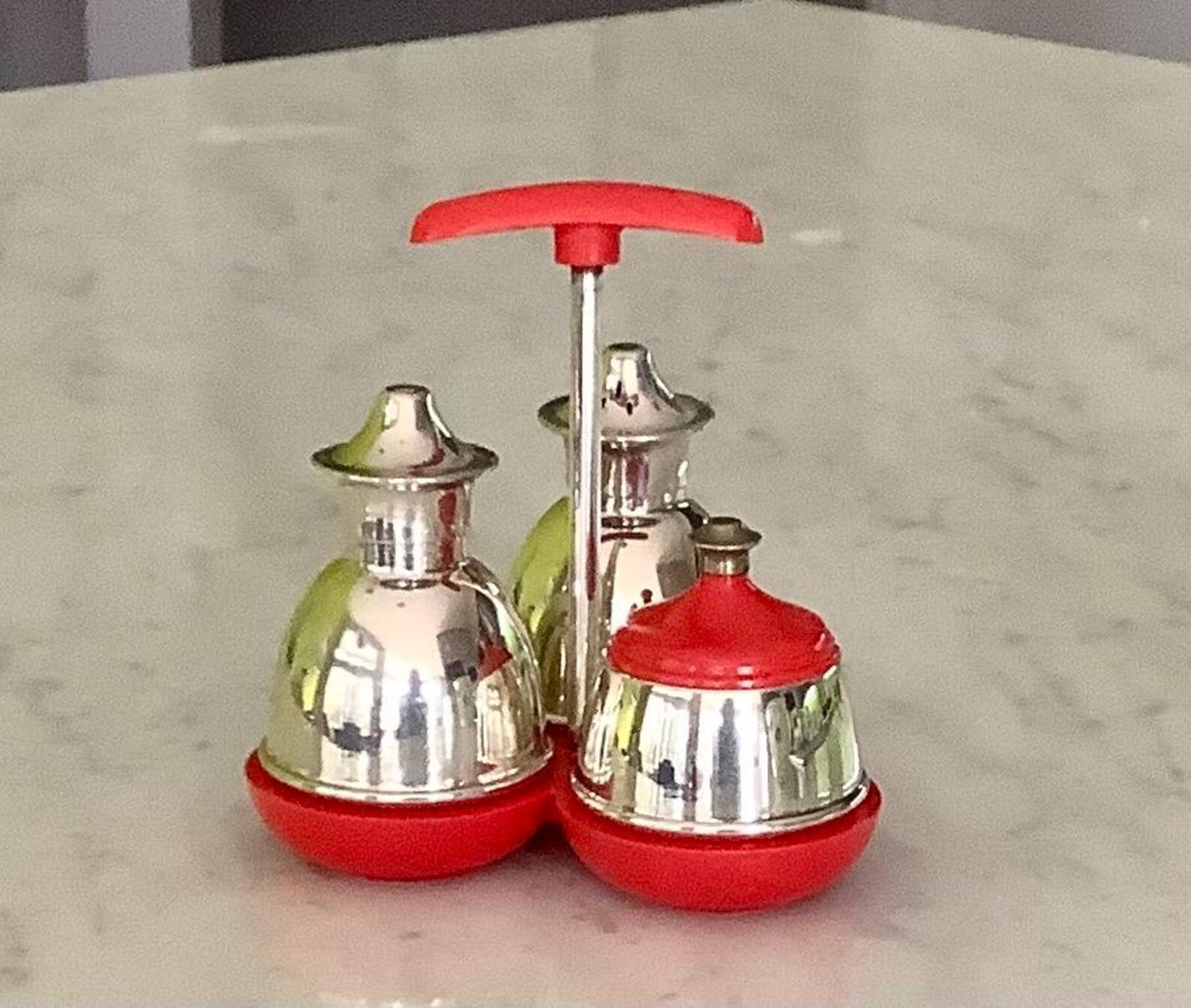 Art Deco LEWBURY RED Salt & Pepper Cruet Set - 1920s EPNS Silver Plate ...