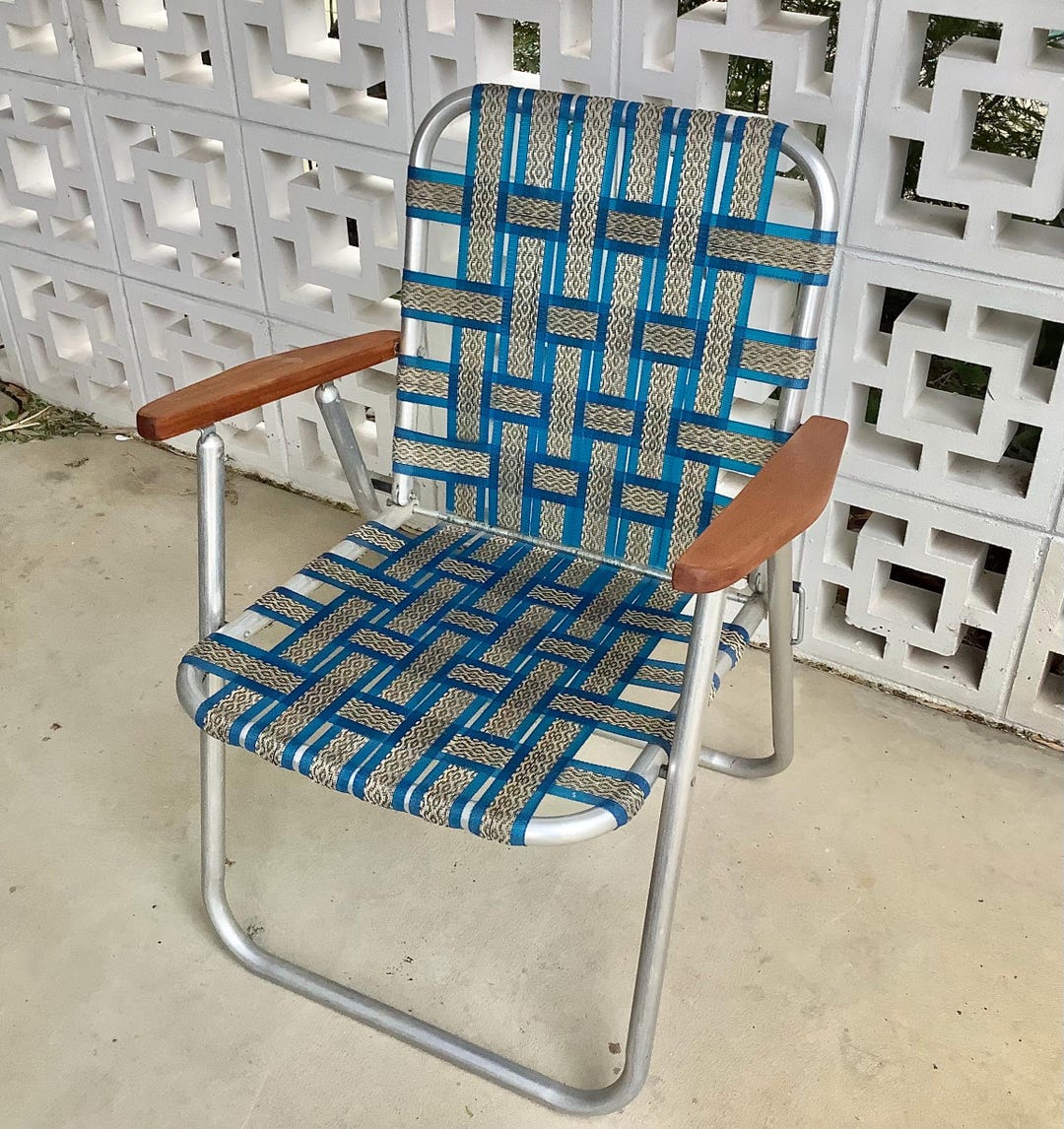 Vintage Retro WEBBED FOLDING CHAIR Aluminium Frame Excellent Conditions ...