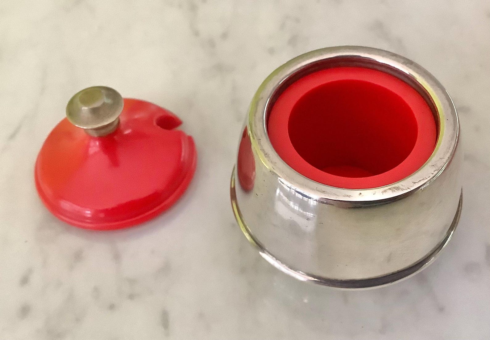 Art Deco LEWBURY RED Salt & Pepper Cruet Set - 1920s EPNS Silver Plate ...