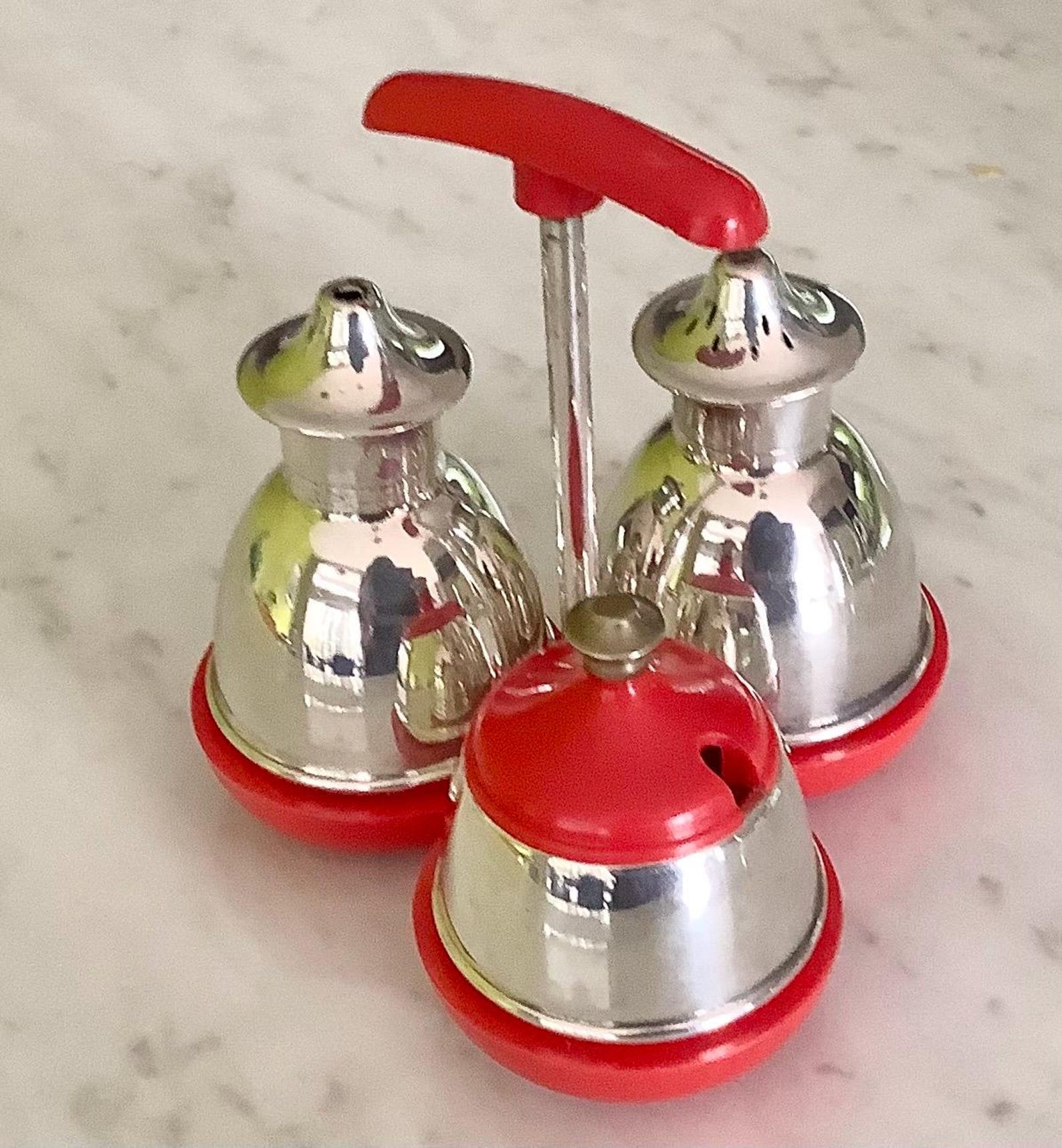 Art Deco LEWBURY RED Salt & Pepper Cruet Set - 1920s EPNS Silver Plate ...