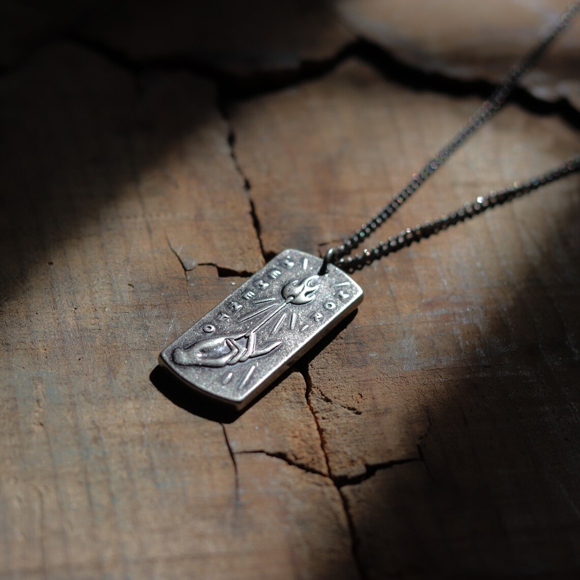 Memento Mori Embossed Burning Match Pendant Necklace - Etsy