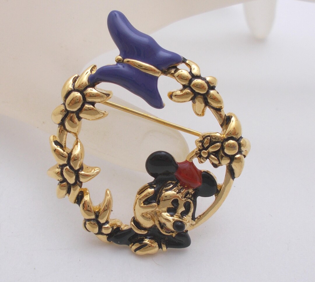 Vintage Napier Disney Brooch Minnie Mouse W/butterfly, Enamel Accents ...
