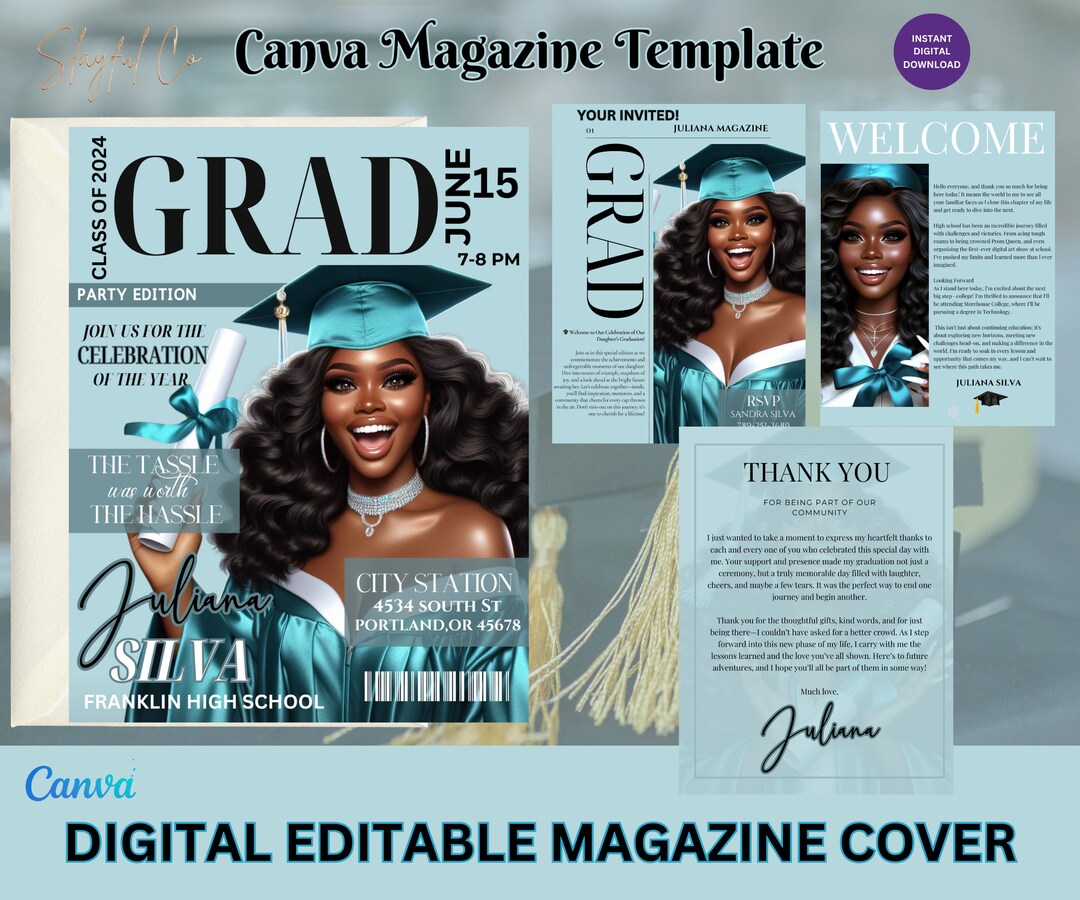 Graduation Magazine Cover, Magazine Cover Prom, Homecoming, Graduation ...