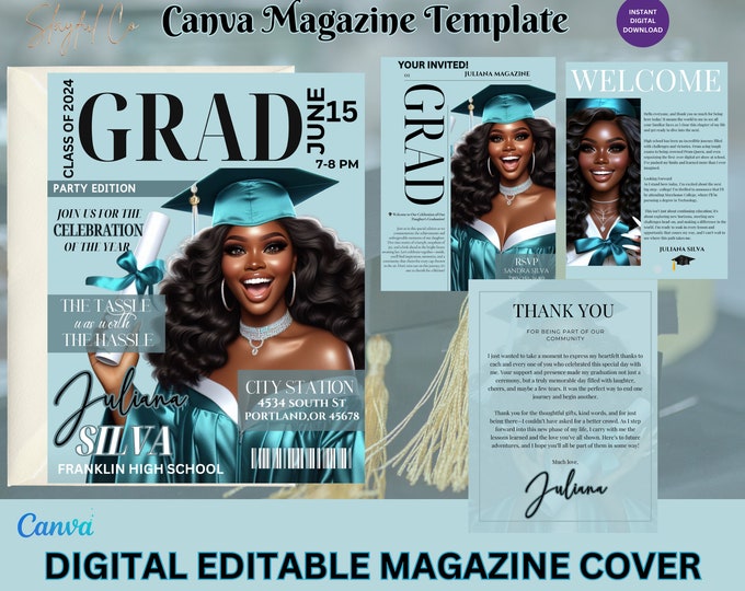 Graduation Magazine Cover, Magazine Cover Prom, Homecoming, Graduation ...