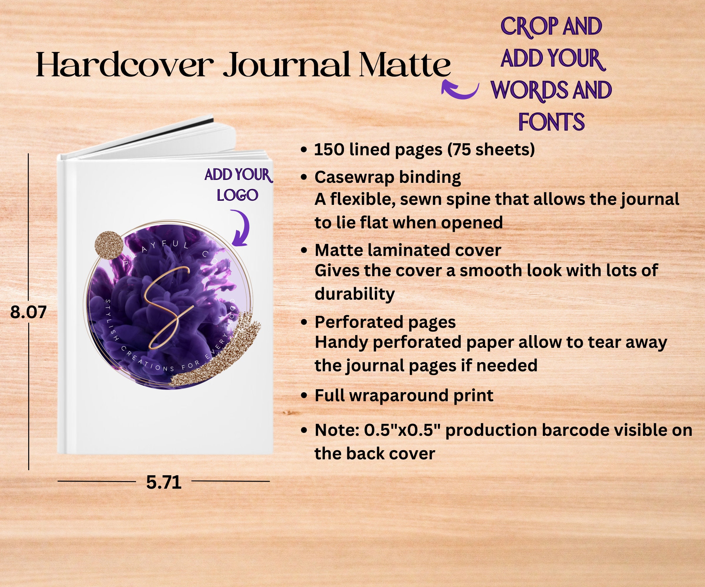 Journal Mockup Hardcover Matte Chart Size Chart Template for POD ...