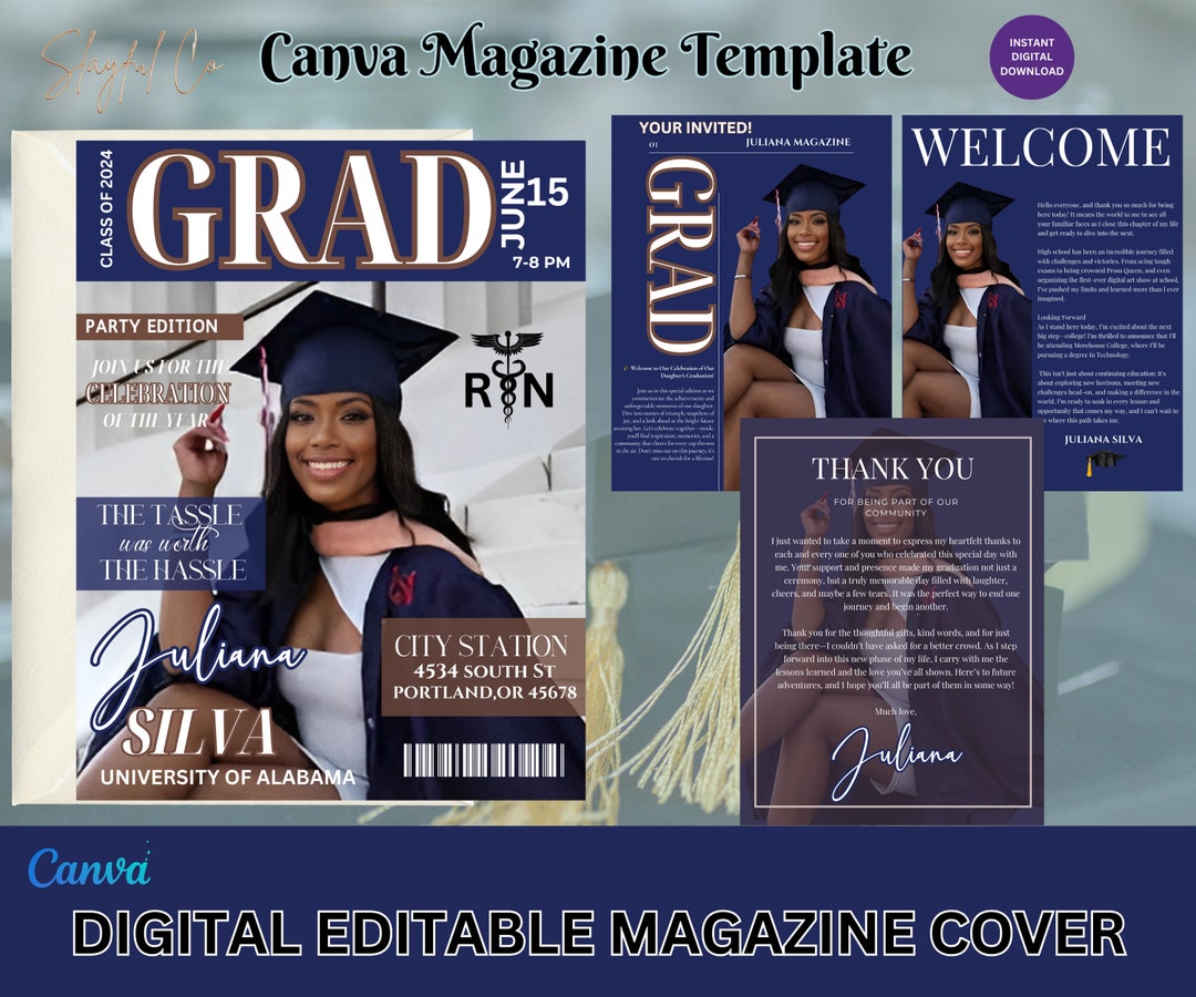 Graduation Magazine Cover, Magazine Cover Prom, Homecoming, Graduation ...