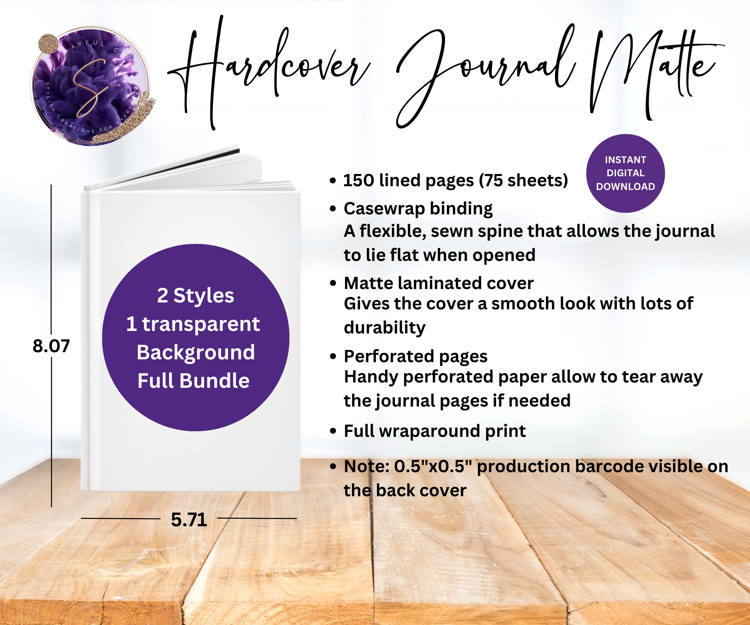 Journal Mockup Hardcover Matte Chart Size Chart Template for POD ...