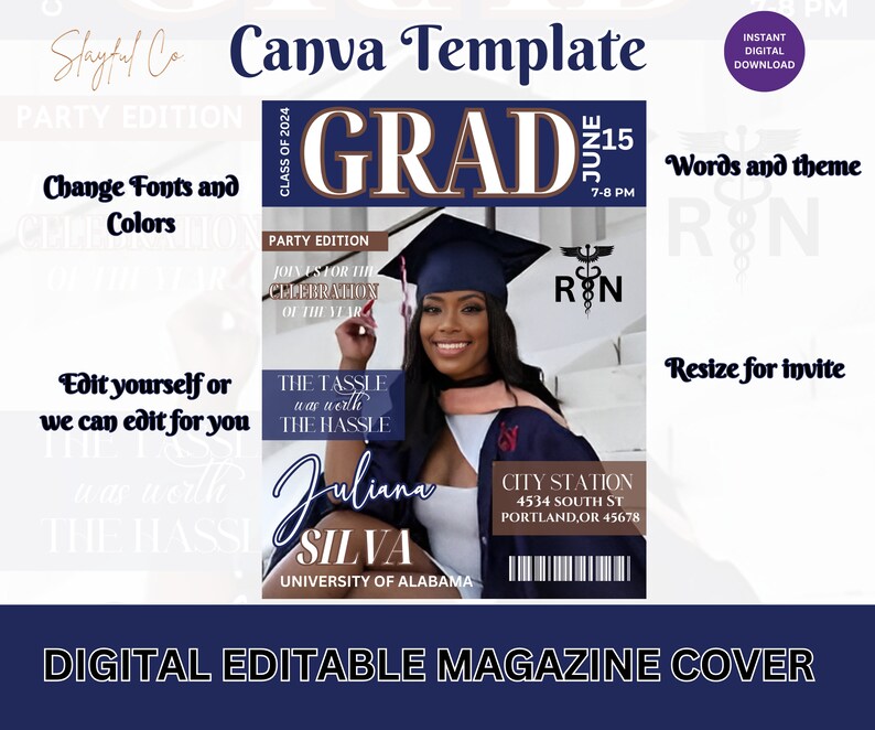 2025 Graduation Magazine Cover, Magazine Cover Prom, Homecoming ...