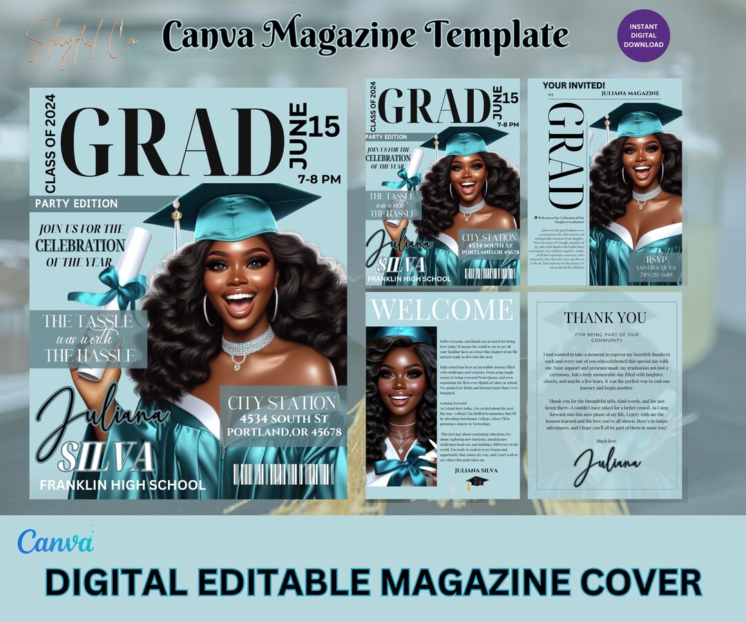 Graduation Magazine Cover, Magazine Cover Prom, Homecoming, Graduation ...