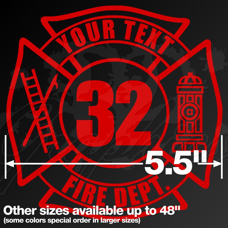 Fire Dept Decal - Etsy