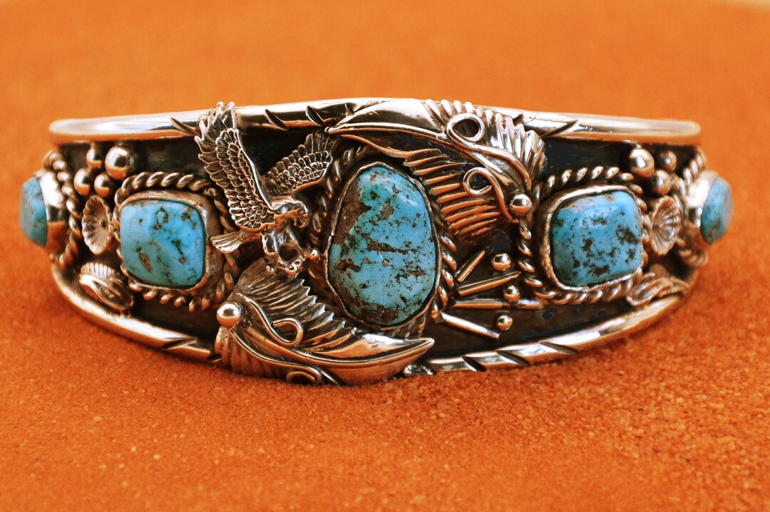 Man Cuff-turquoise Bracelet-sterling Silver-native American-unique ...