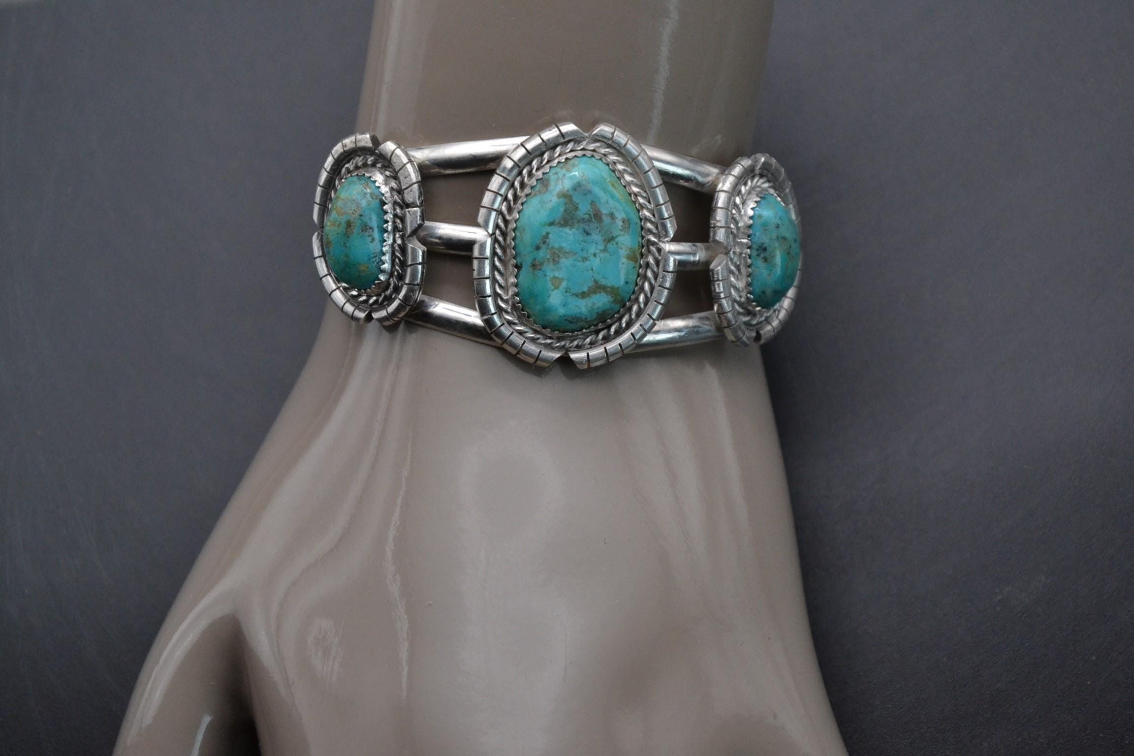Native American turquoise kingman armband voor dames en heren, etnische ...