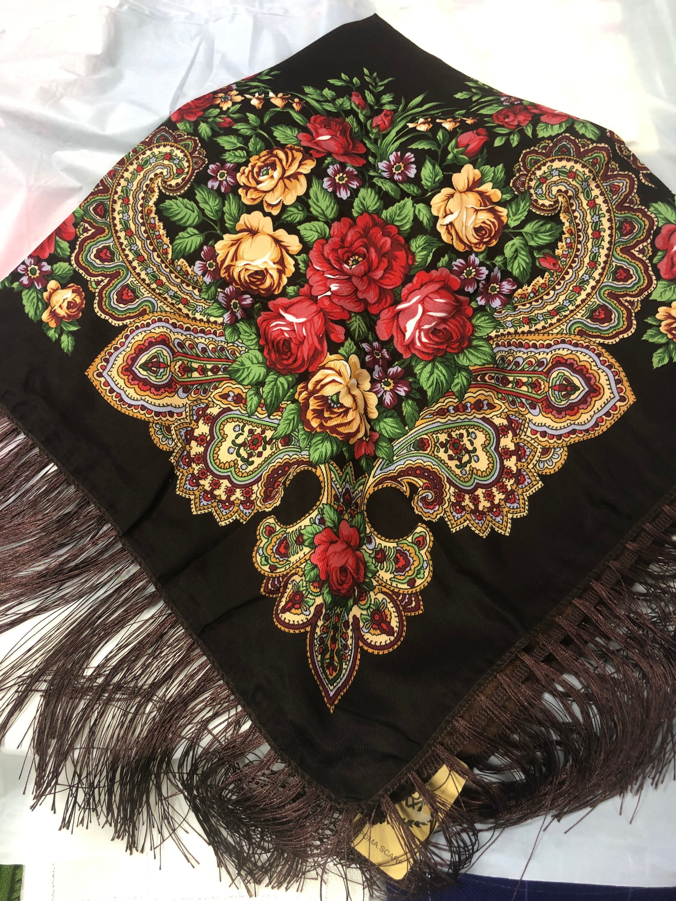 Folk Scarves/ Babushkas/ Large Scarf/ Wrap acrylic Romanian Ukrainian ...