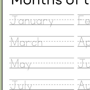 Months of the Year Handwriting - Etsy