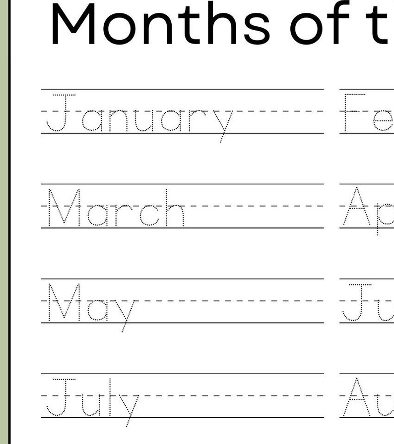 Months of the Year Handwriting - Etsy
