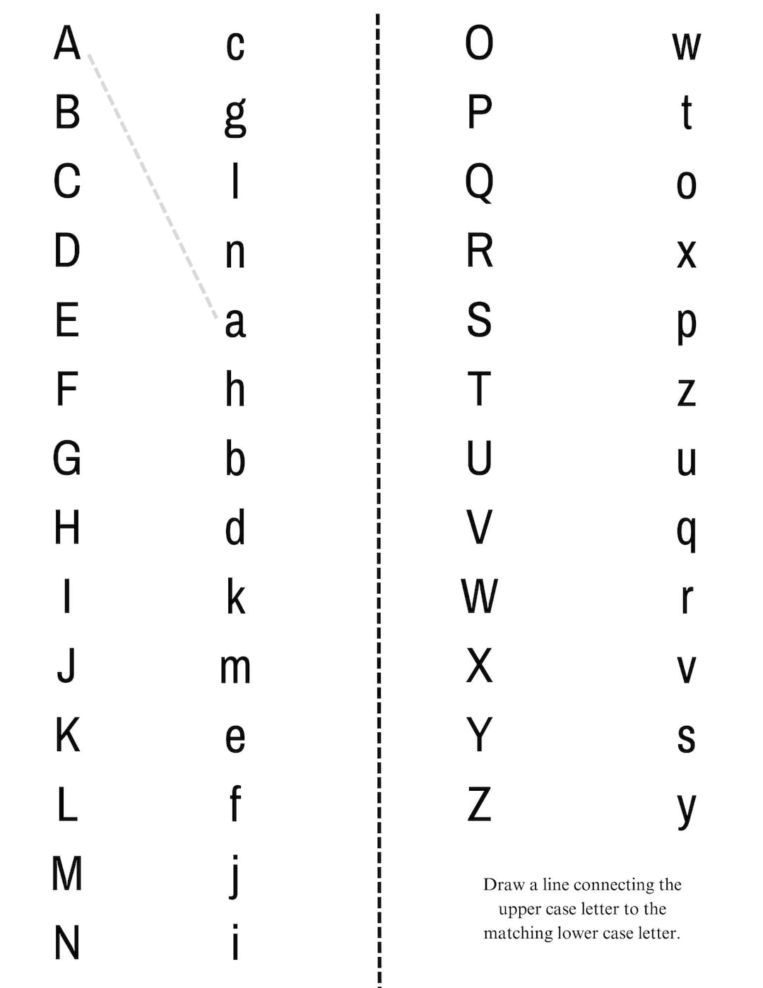 Matching Upper Case and Lower Case Letters Worksheet - Etsy
