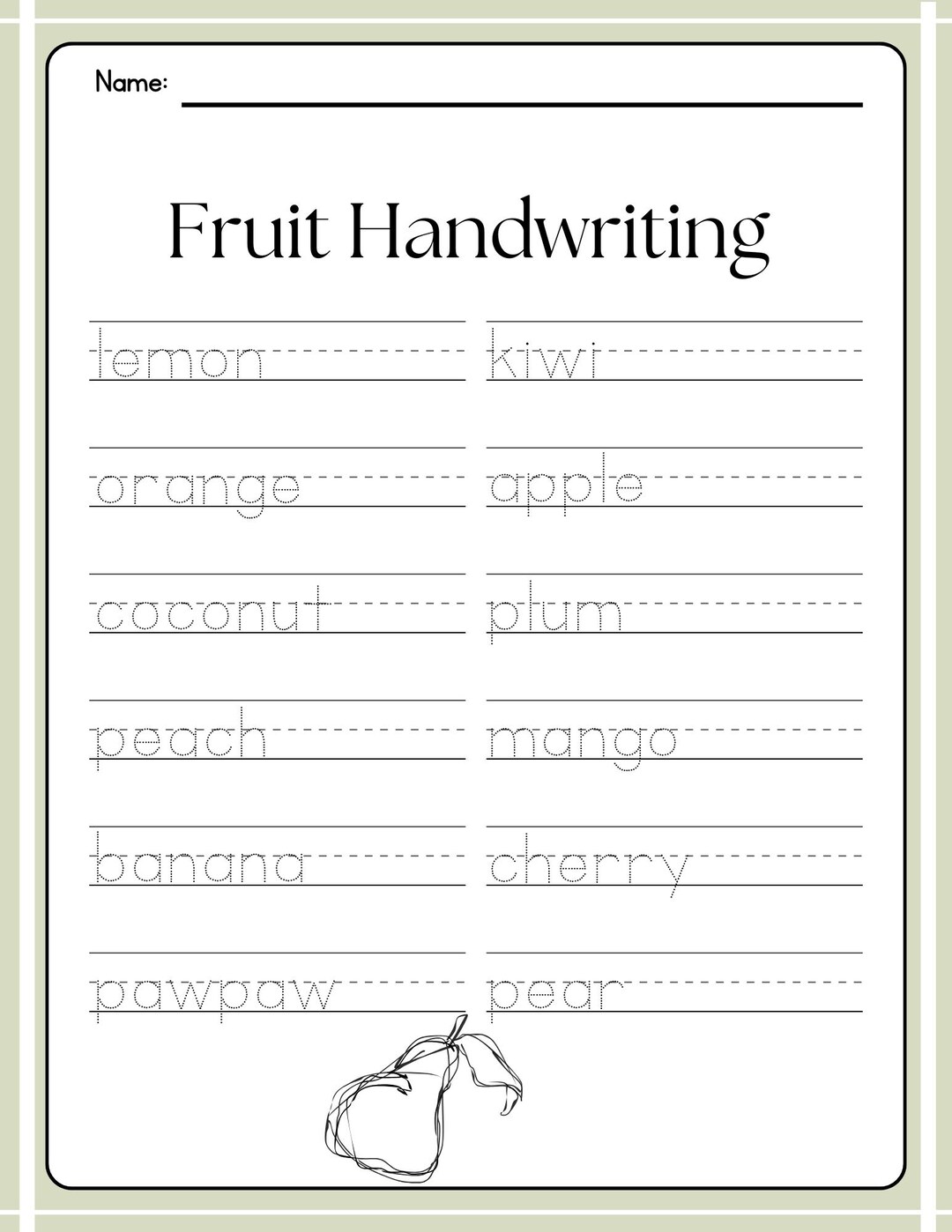 Fruit Handwriting Practice - Etsy