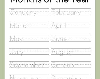 Months of the Year Handwriting Coloring Poetry Activity Pages Download ...