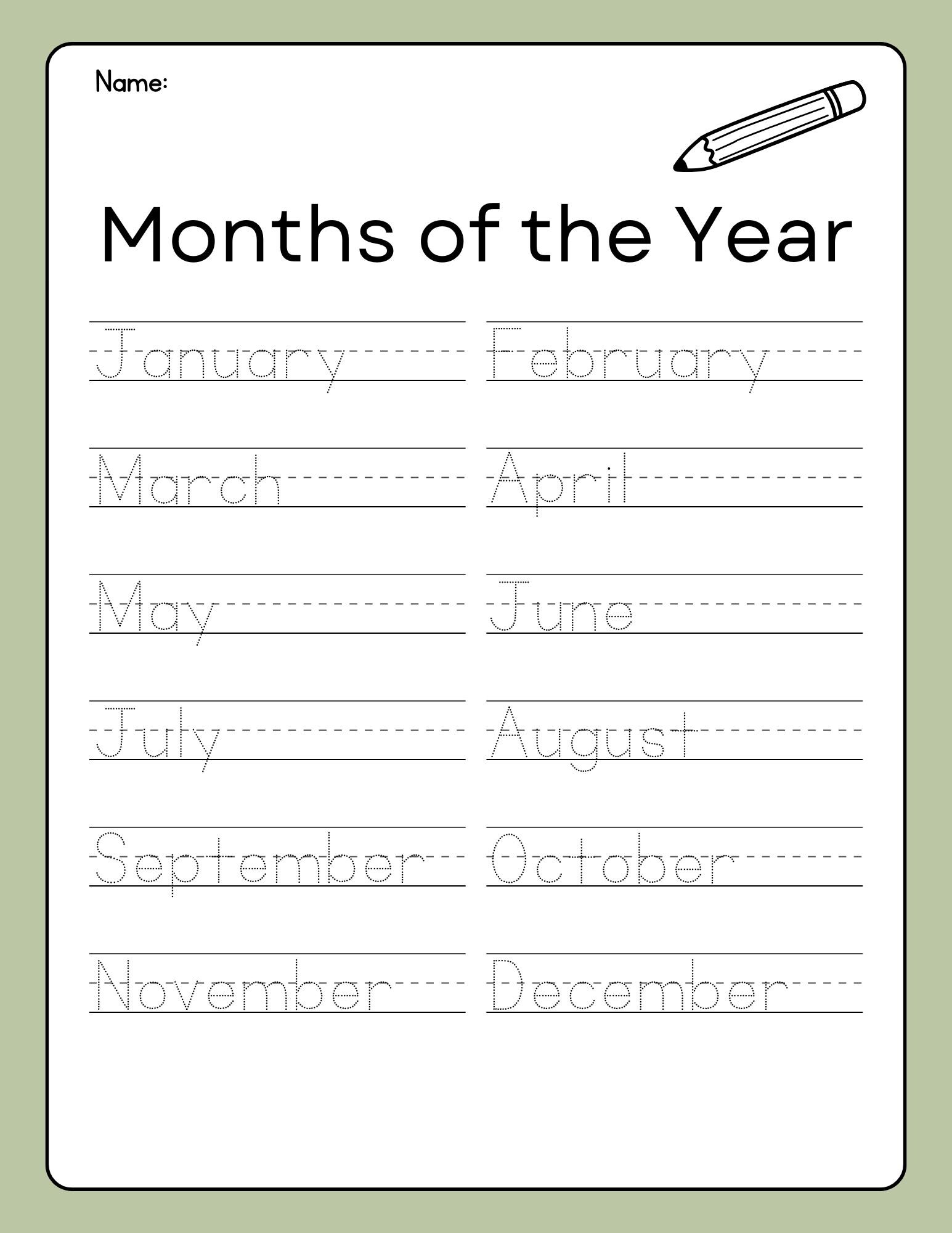Months of the Year Handwriting - Etsy