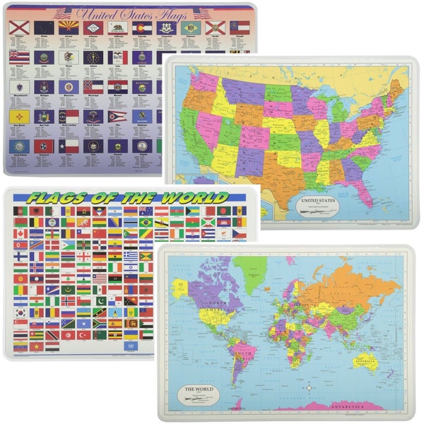 Laminated Map With Flags - Etsy