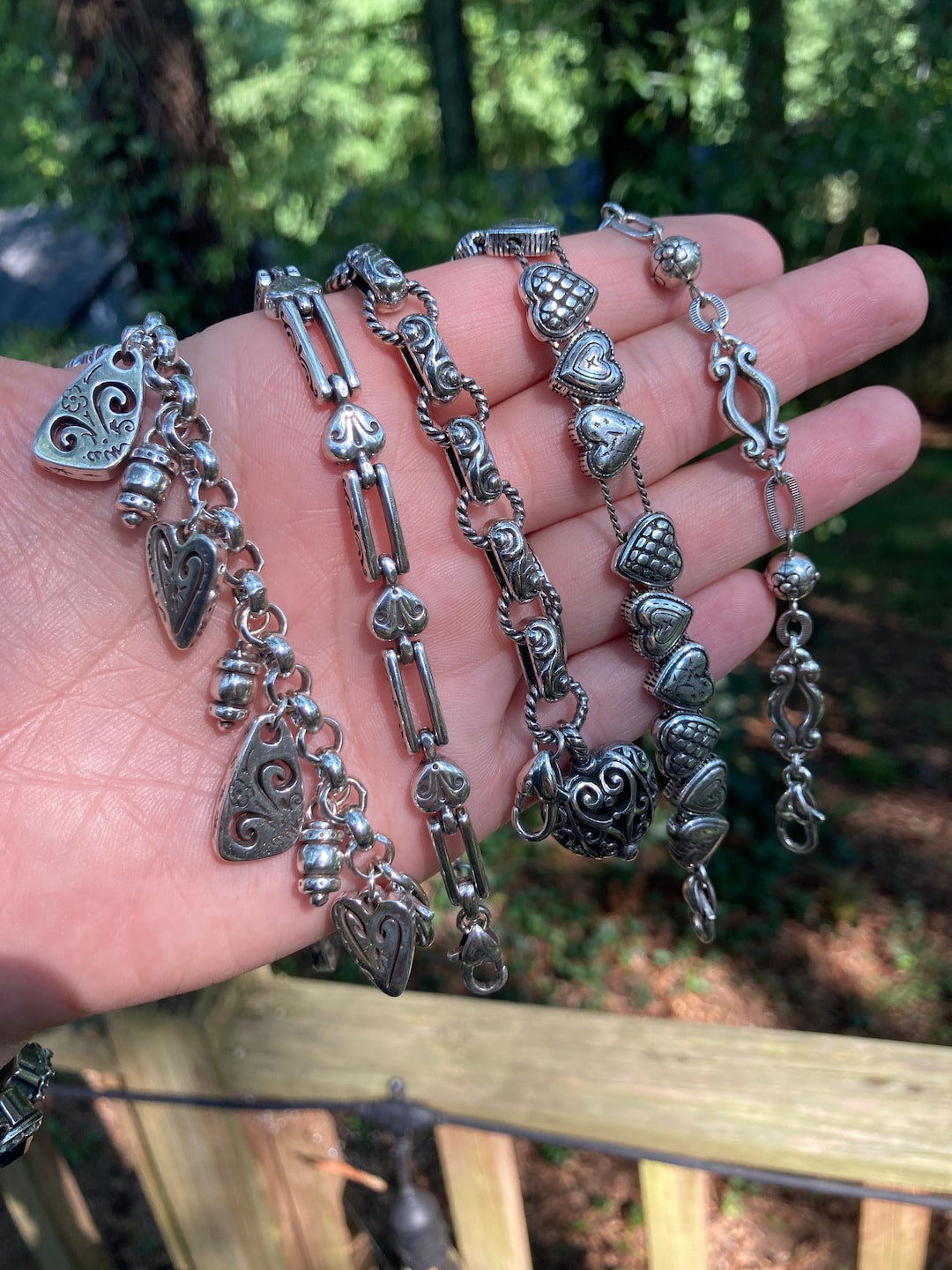 Vintage Brighton Heart Charm Bracelet, Chunky Silver Plated Link - Etsy