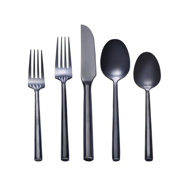 Black Flatware Set - Etsy