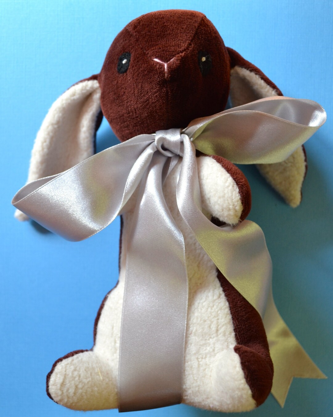 Velour Rabbit, Stuffed Rabbit, Velour, Satin Ribbon, Easter Rabbit ...