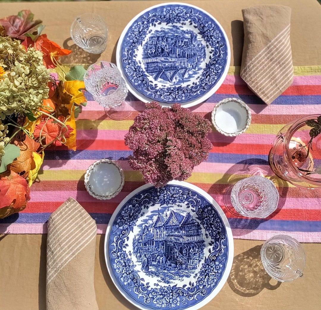 Rainbow Stripes Table Runner, Classic Style Cotton Runner, Ruby Star ...