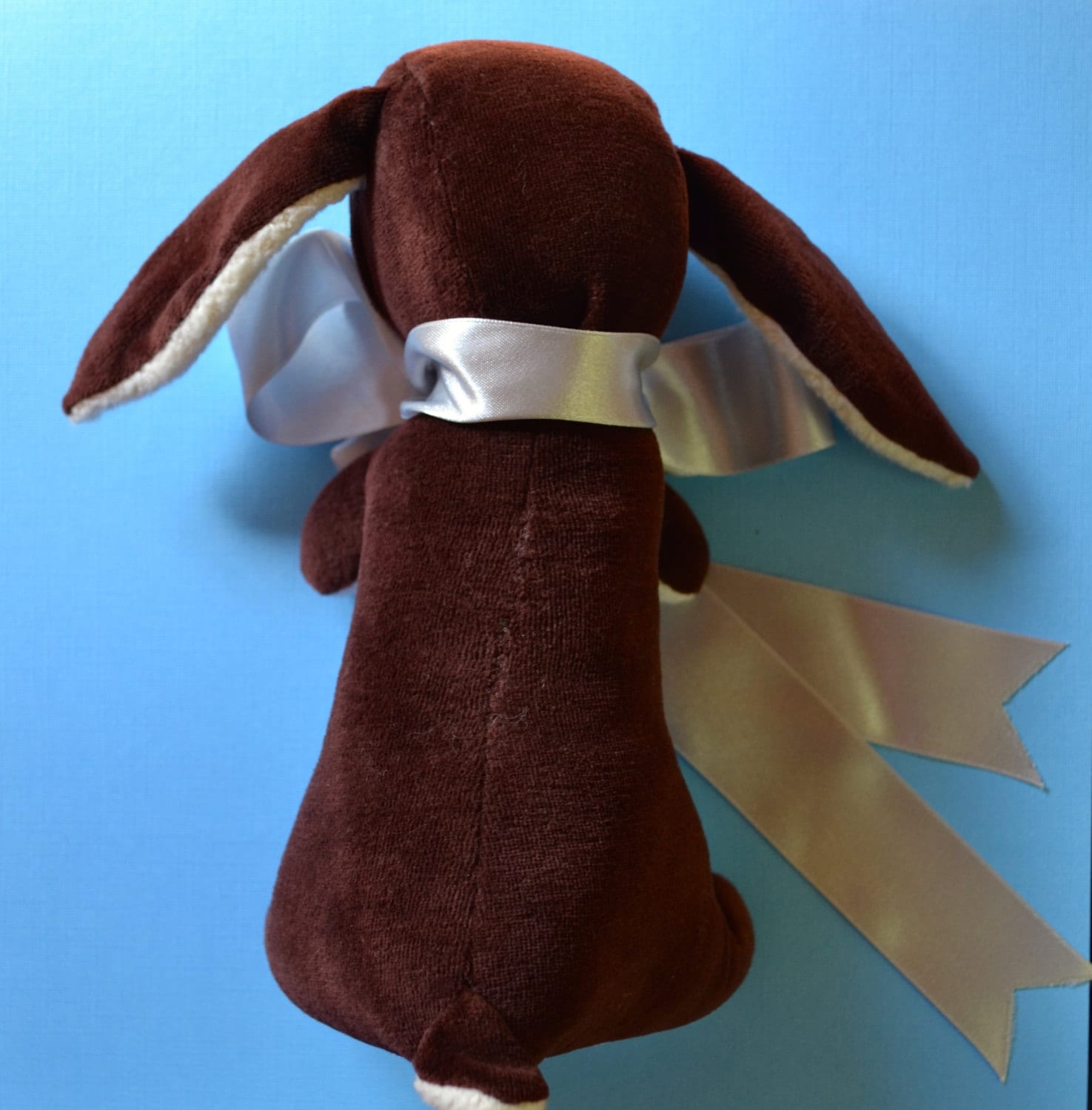 Velour Rabbit Stuffed Rabbit Velour Satin Ribbon Easter - Etsy