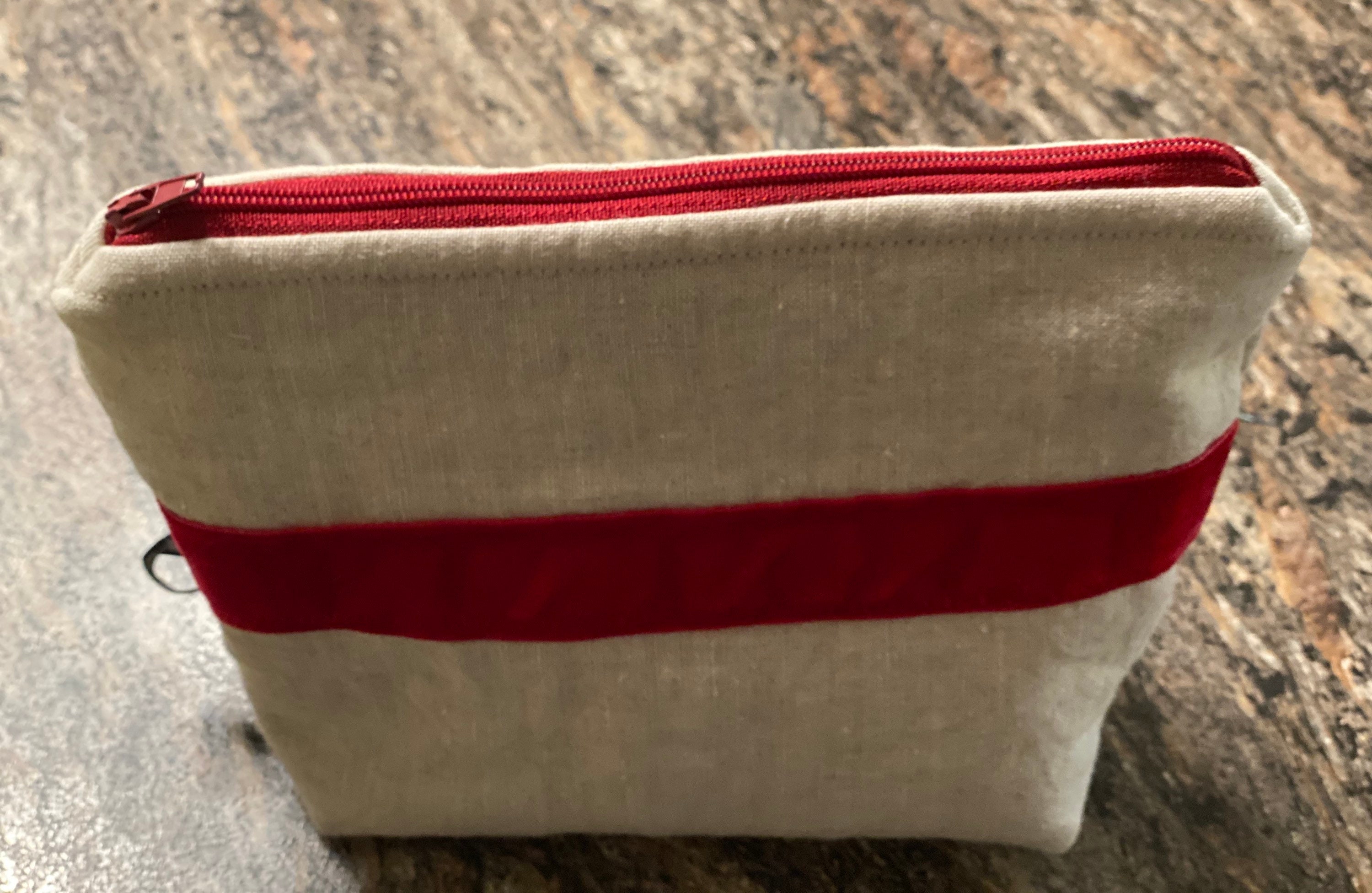 Linen & Velvet Ribbon Pouch Zipper Pouch Linen Bag Holiday | Etsy