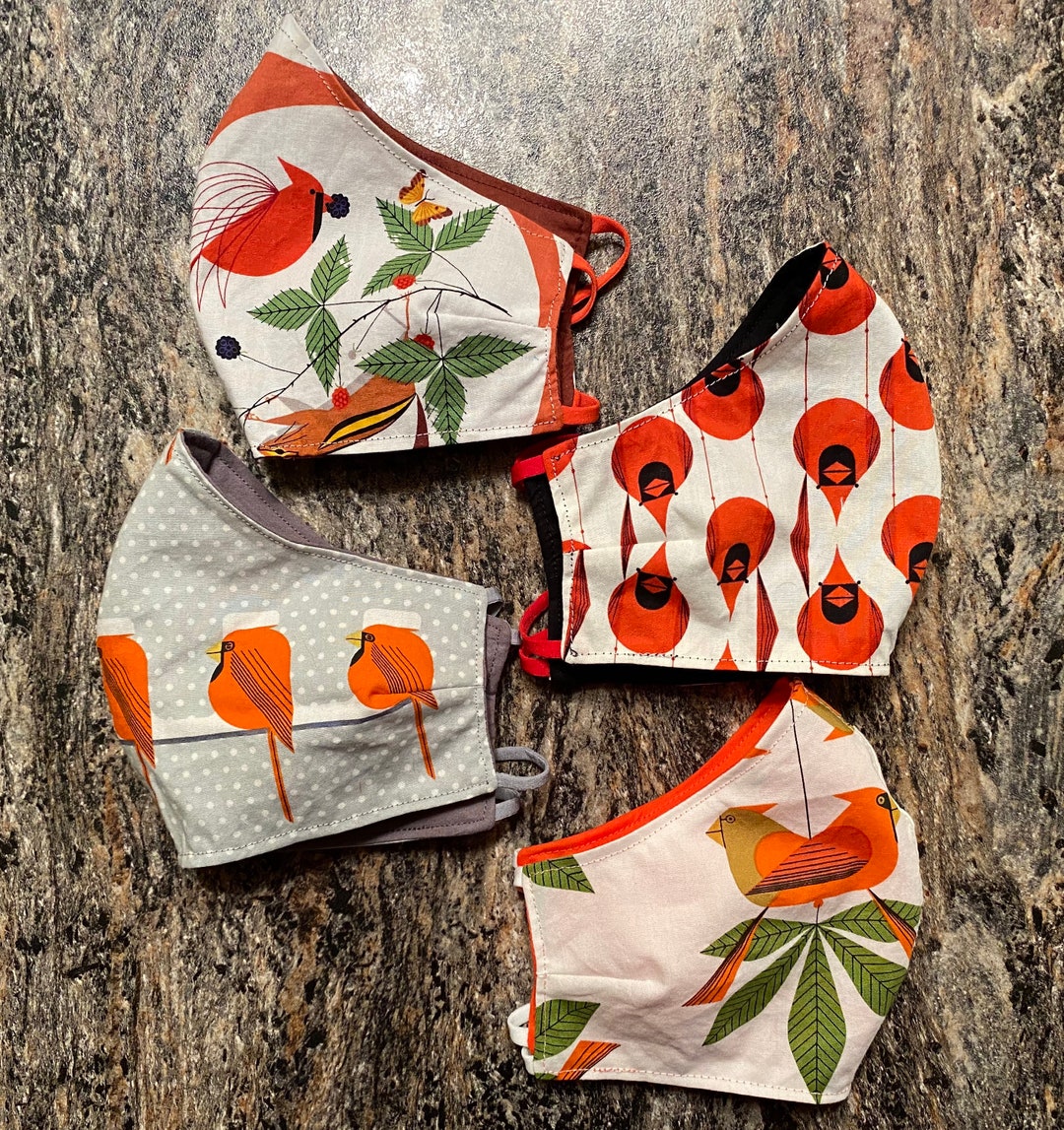 Cardinal Face Mask Charley Harper Mask Holiday Organic - Etsy