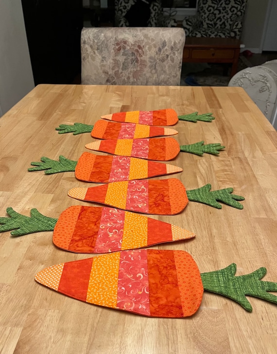 Carrot Table Runner Reversible Easter Runner Cotton Table | Etsy