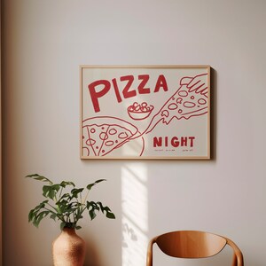 Hand-drawn Digital Party Invitation Template Pizza Party Theme Red ...