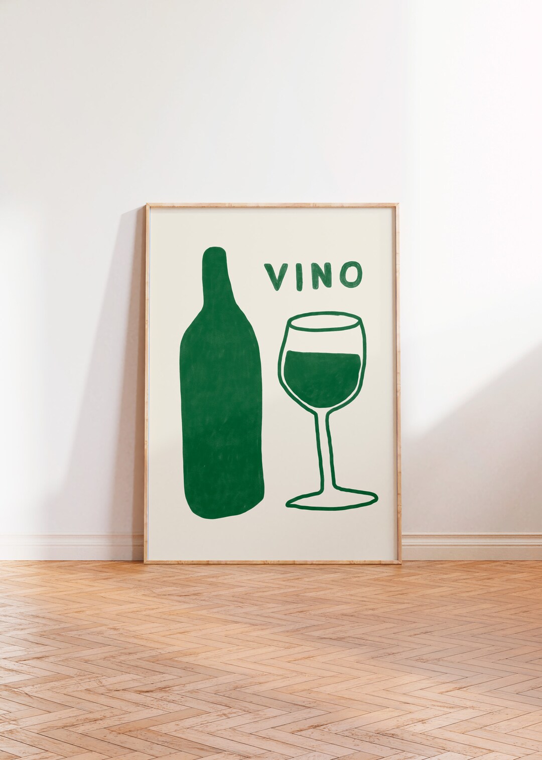 Vino Wine Bottle Poster, Wine Glass Art Print, Bar Cart Poster, Dinner ...