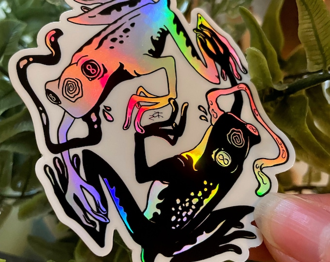 Holographic Infinity Frogs Art | Waterproof Amphibian Collectible Vinyl ...