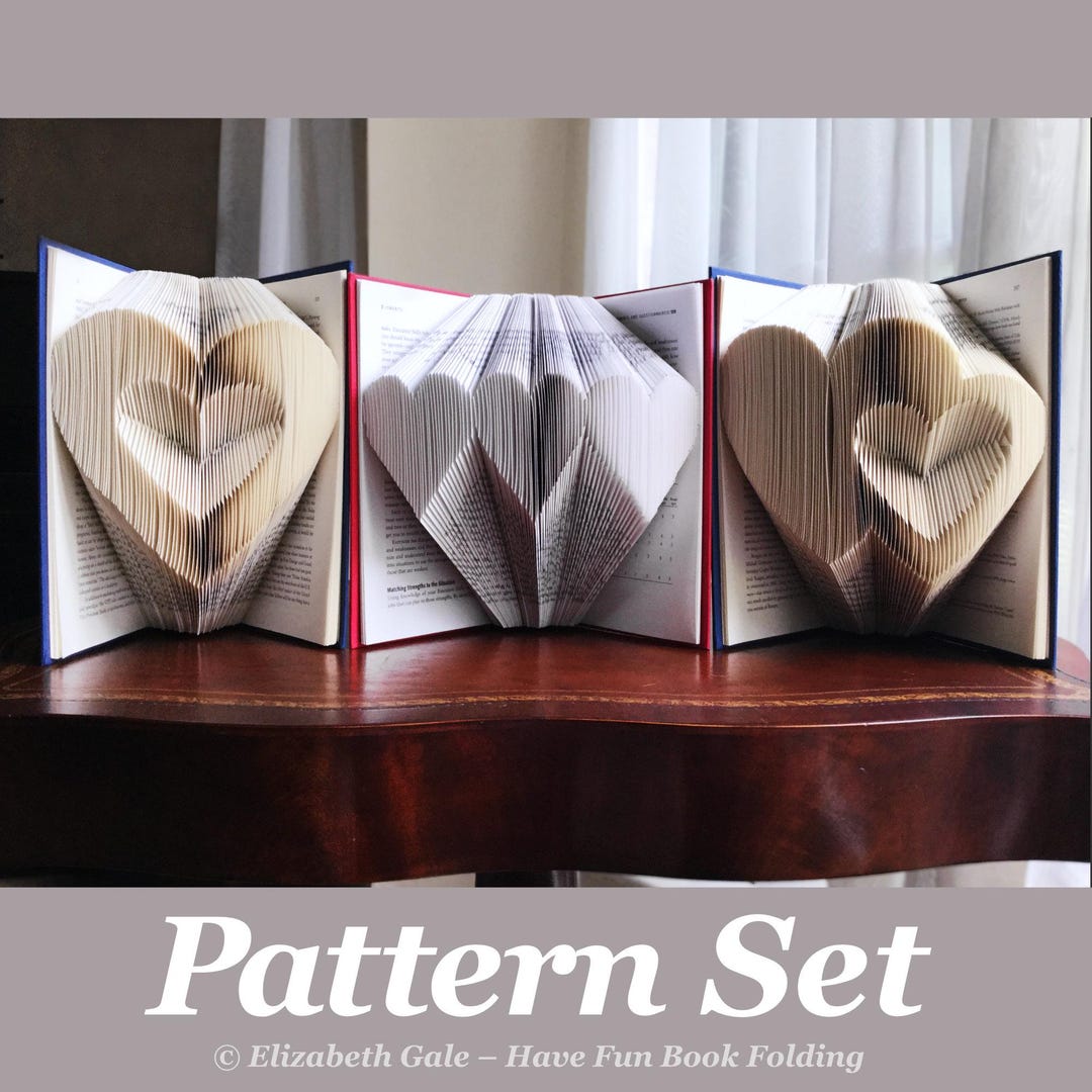 HEARTS Book Folding 3-pattern Set. PDF Digital Downloads. 3 Patterns ...