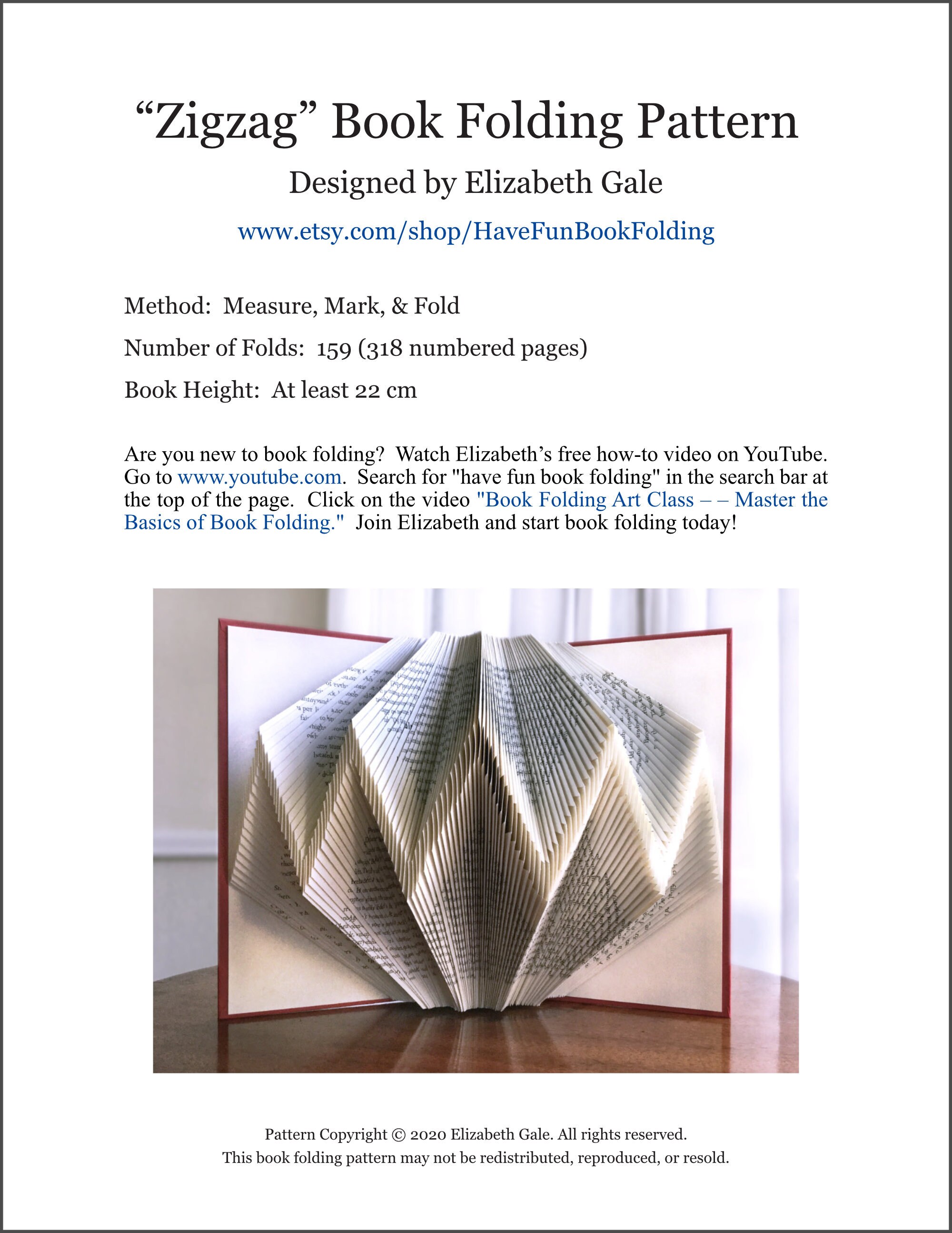ZIGZAG Book Folding Pattern 159 Folds 318 Numbered Pages. - Etsy