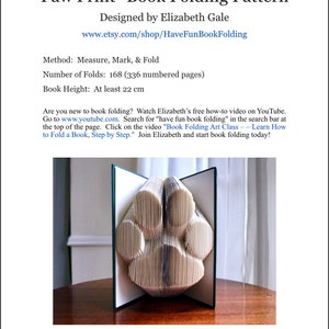 PAW PRINT Book Folding Pattern — 168 Folds (336 Numbered Pages). PDF ...