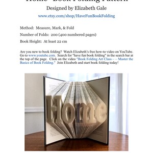 HOME Book Folding Pattern — 200 Folds (400 Numbered Pages). PDF Digital ...