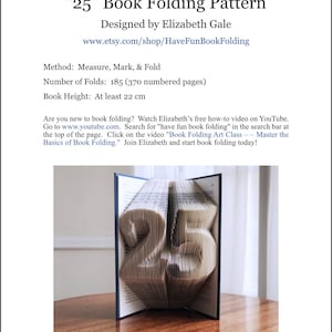 Number 25 Book Folding Pattern — 185 Folds (370 Numbered Pages). PDF ...