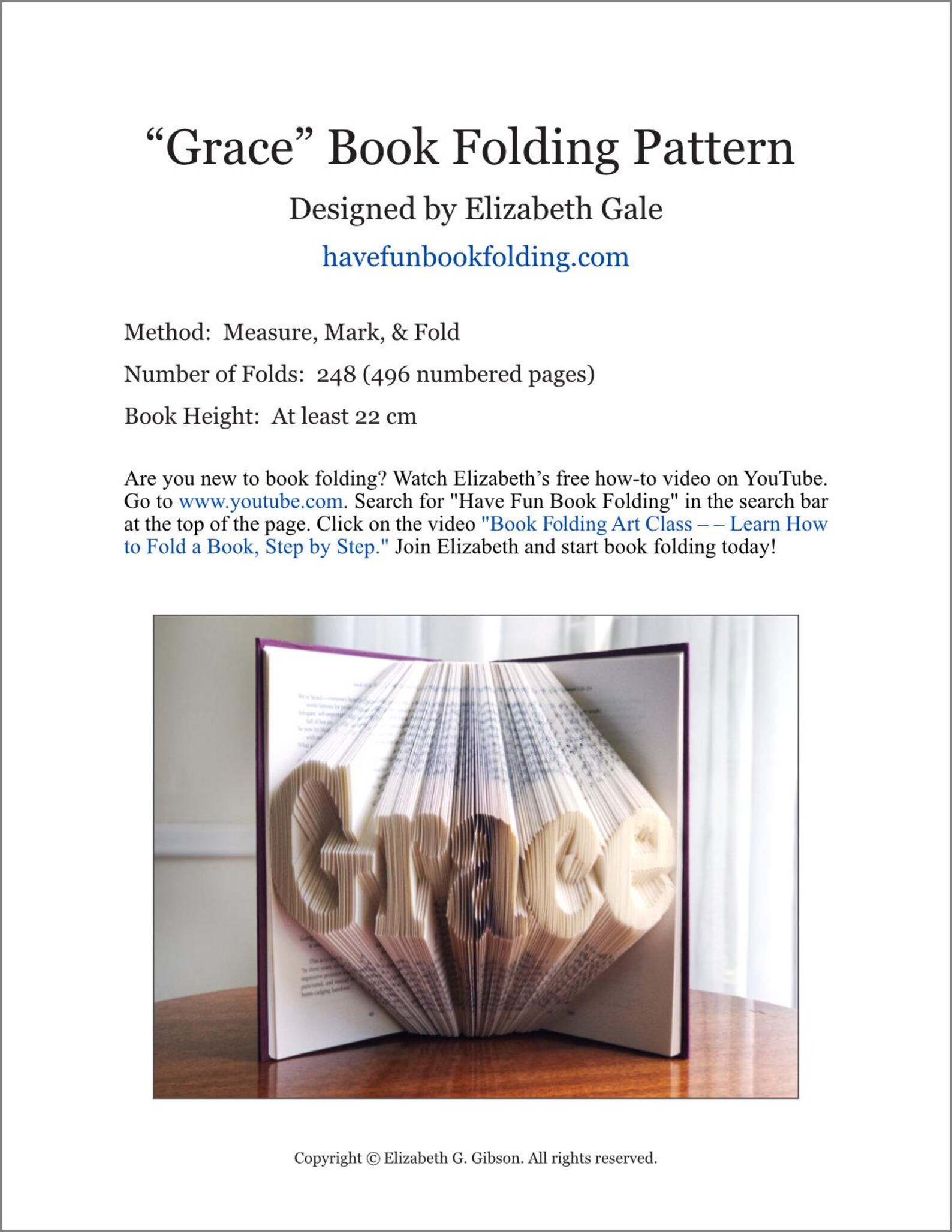 GRACE Book Folding Pattern — 248 Folds (496 Numbered Pages). PDF ...