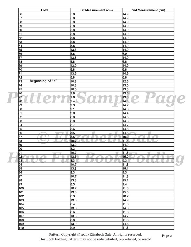 HOPE Book Folding Pattern — 200 Folds (400 Numbered Pages). PDF Digital ...