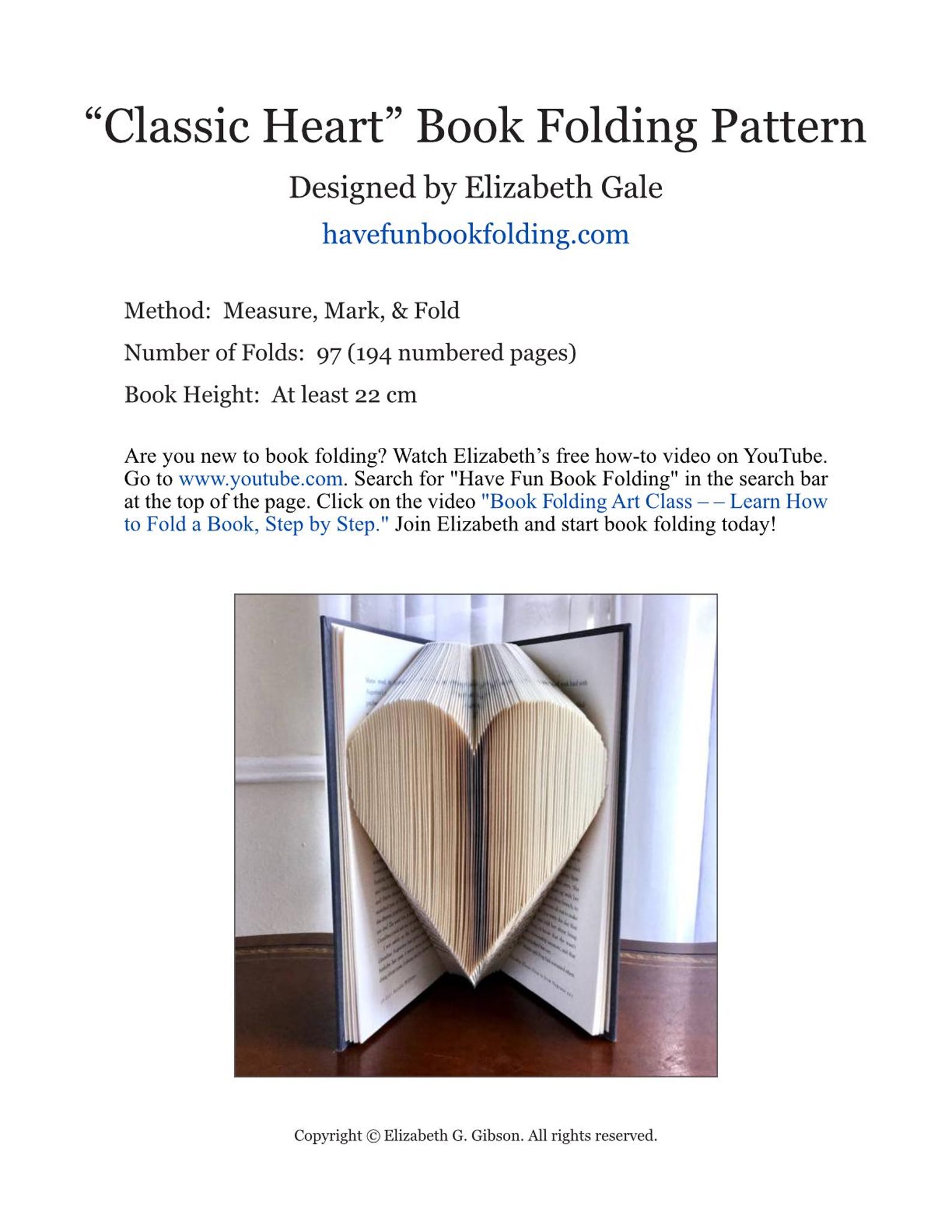 CLASSIC HEART Book Folding Pattern — 97 Folds (194 Numbered Pages). PDF ...