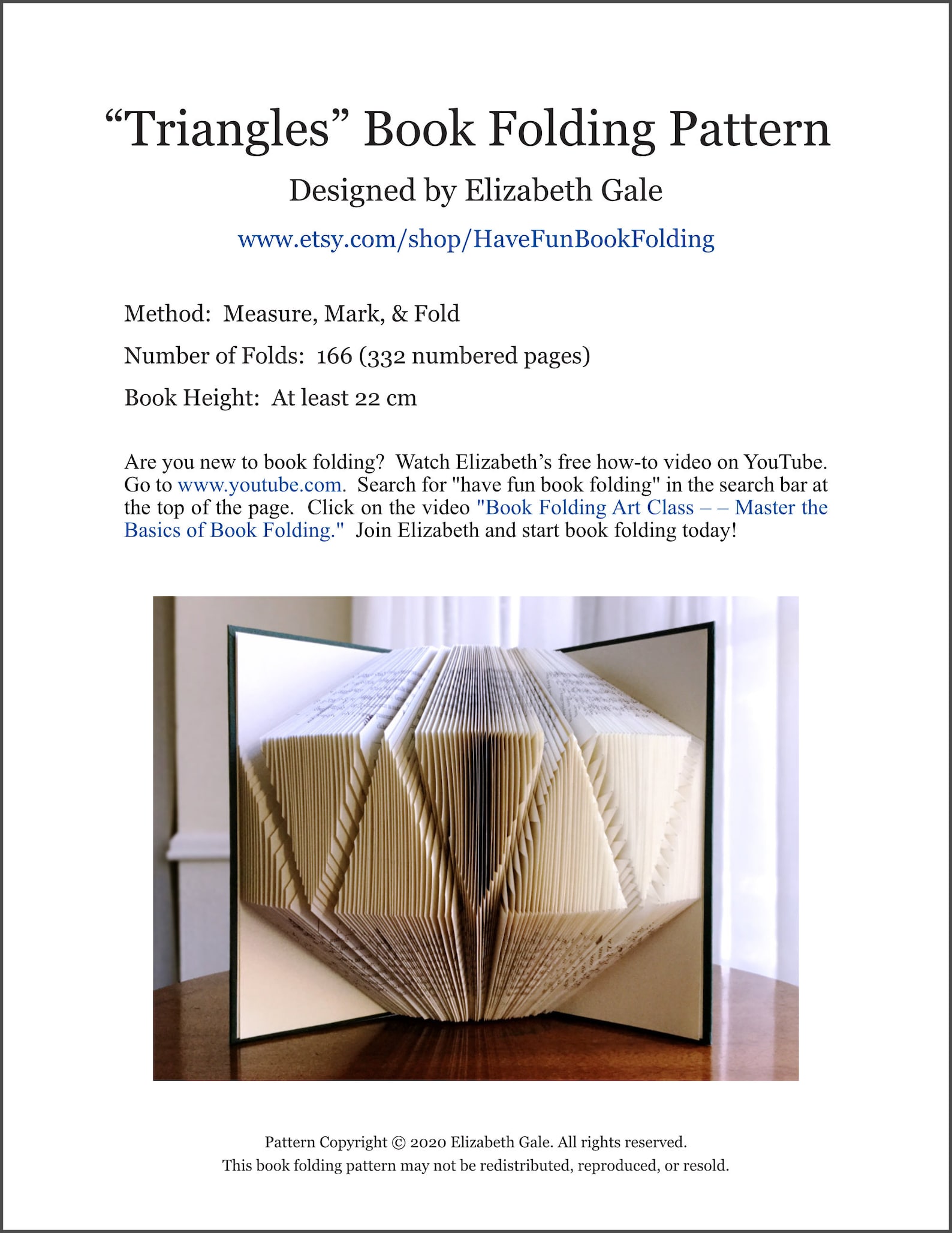 TRIANGLES Book Folding Pattern 166 Folds 332 Numbered - Etsy