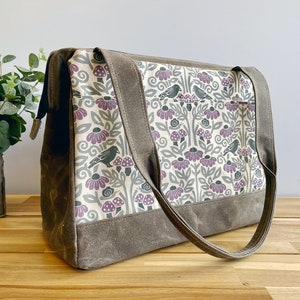 Waxed Canvas Knitting Project Bag: Crow & Mushroom Print, Tool ...