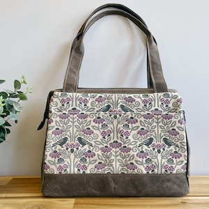 Waxed Canvas Knitting Project Bag: Crow & Mushroom Print, Tool ...