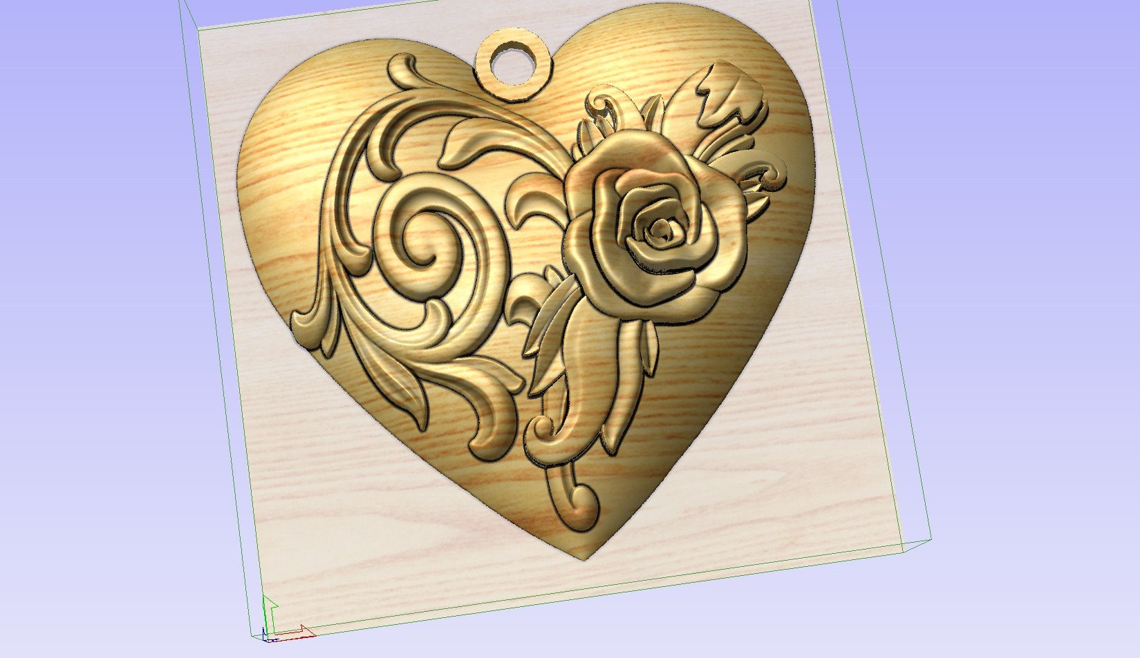 Rose Heart Pendant 3D STL Model for CNC Carving (digital Download) - Etsy