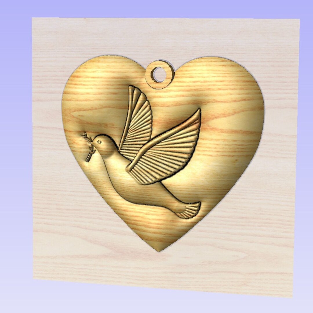 Valentine Dove Pendant 3D STL Model for CNC Carving (digital Download ...