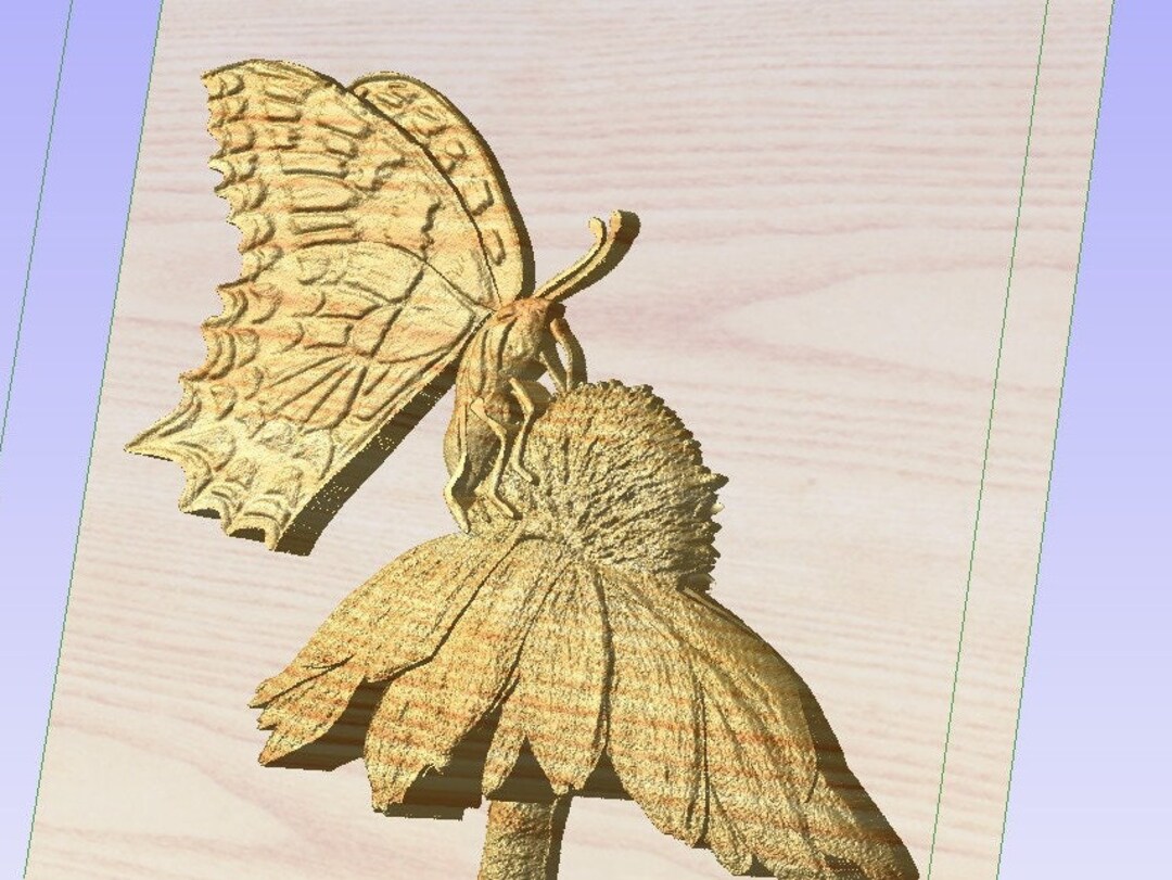 Butterfly on a Flower - for Cnc, 3d STL Model, Cnc Router Engraver ...