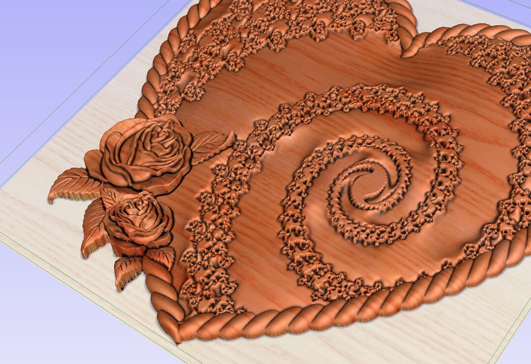 Fractal Rose Heart 3D STL Model: CNC Carving Digital File - Etsy